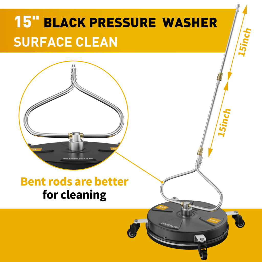 EVEAGE 15″ Pressure Washer Surface Cleaner BLACK - EVEAGE